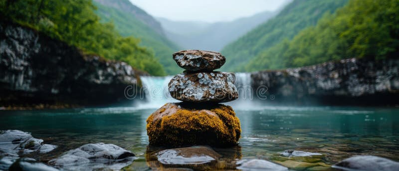 A Balanced Rock Formation in a Serene Natural Setting. Stock Photo ...