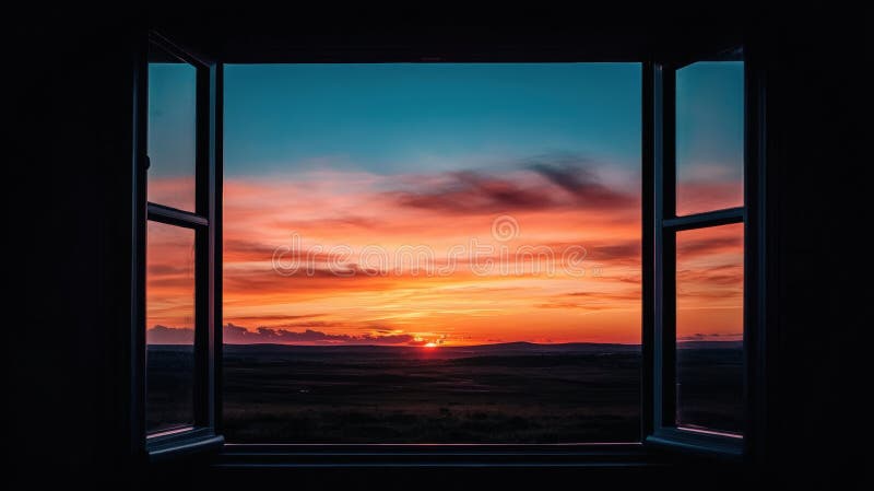 Sunset through an Open Window Stock Image - Image of object, pane ...