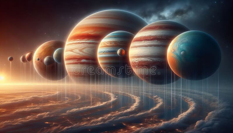 The Image Depicts a Series of Large Planets, Similar To Jupiter ...