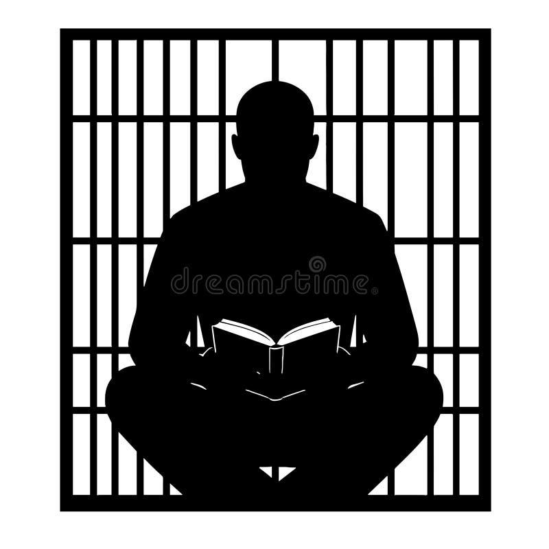 Man Reading Book Prison Bars Concept Education Reform Stock Image ...