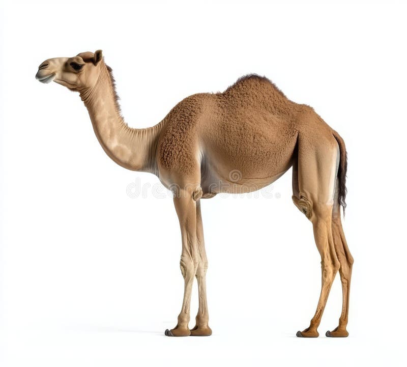 The Image Depicts a Single Camel in a Standing Upright Position from ...