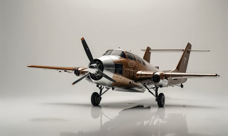 Brown and White Propeller Airplane with Single Propeller and Two ...