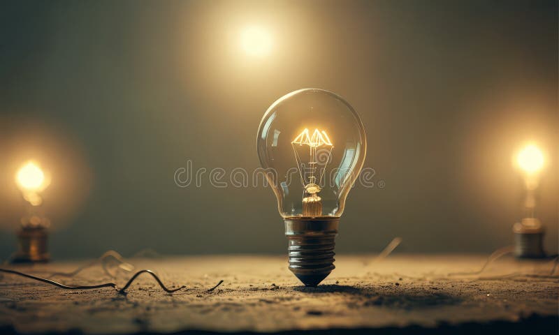 Single Light Bulb Illuminates Dark Background, Casting Warm Glow and ...
