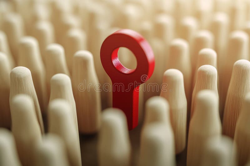 A Red Magnifying Glass Stands Out among Beige Objects Symbolizing ...