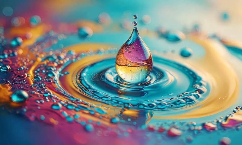 Single Water Droplet, with Gradient Colors, Creates Vibrant Splash on ...