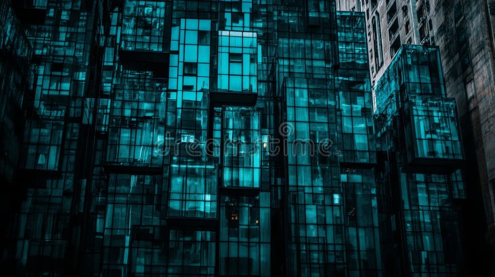 The Image Depicts a Skyscraper with a Hitech Exterior, Featuring Modern ...