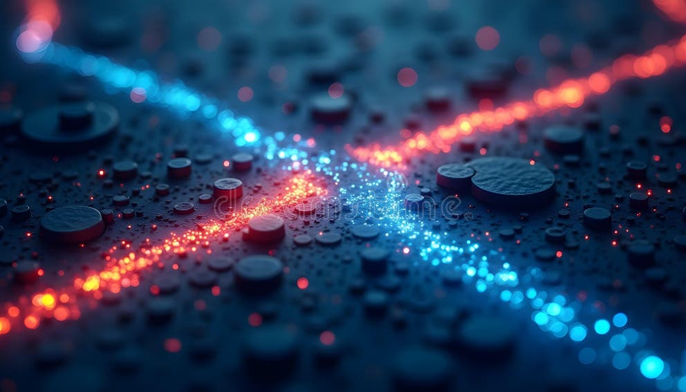 This Image Depicts a Sleek, Digital Landscape with Two Distinct ...