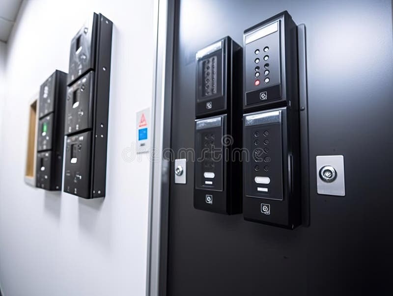 Hightech Office Security with Fingerprint Scanner Stock Illustration ...