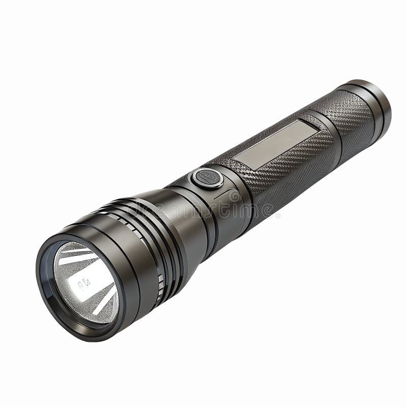 Metallic Handheld Flashlight with Textured Handle and Bright LED Light ...