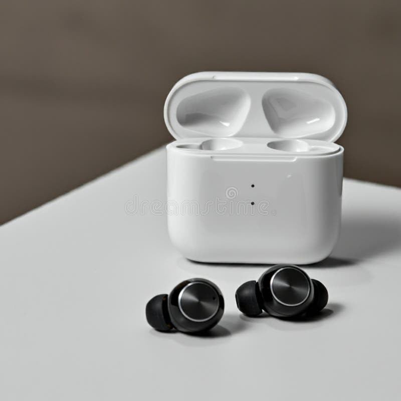 AI Generated Modern Wireless Earpods on a White Background with Sleek ...