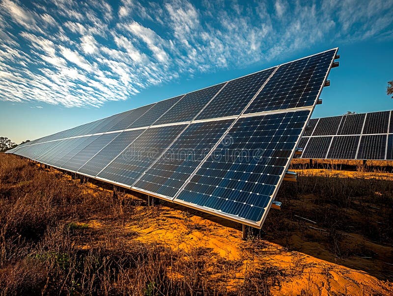Image Depicts a Solar Panel Array in a Desert or Semi-arid Region, with ...