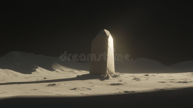 A Tall, White Stone Pillar Stands in a Snowy Landscape, Casting a Long ...