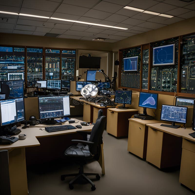 Advanced Control Room Monitors for Technical Data Analysis Stock Image ...