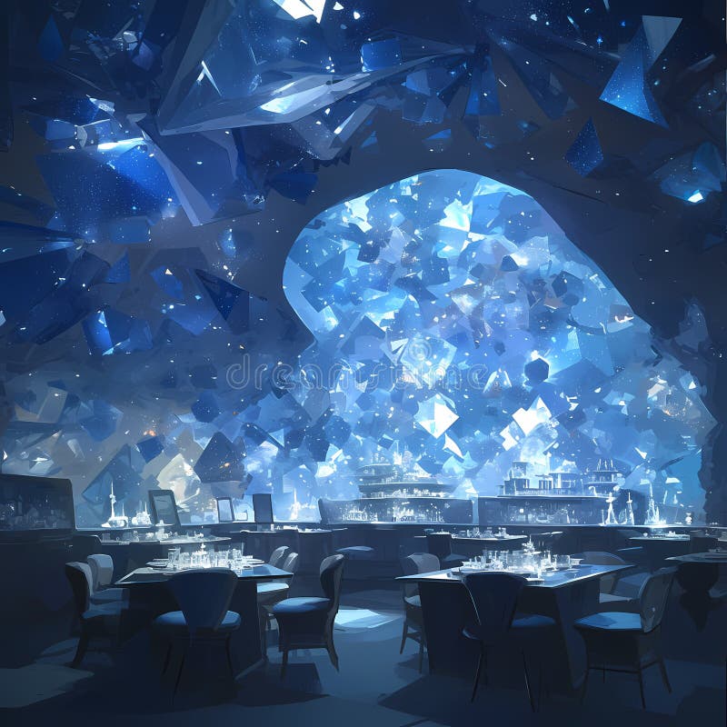 Ethereal Blue Lounge - a Serene, Spacious Interior Stock Illustration ...