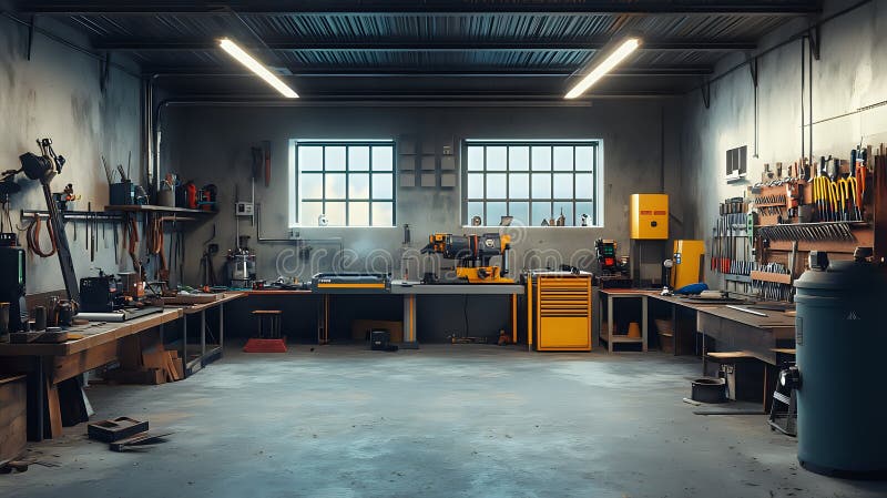 Industrial Workshop Interior Stock Illustration - Illustration of ...