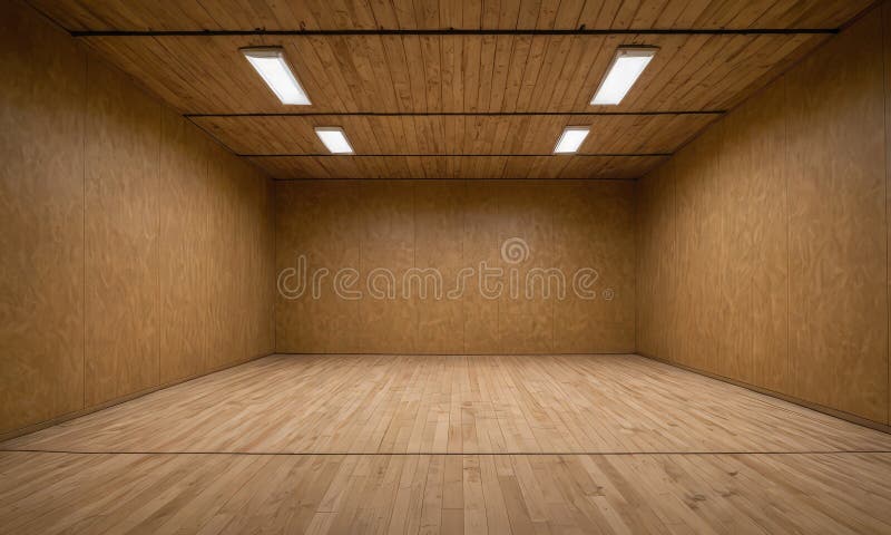 Spacious, Empty Room with Wooden Walls and Floor, Featuring Ceiling ...