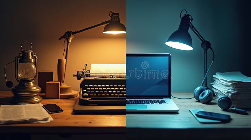 Artistic Representation of Old Versus New Technology in Contrasting ...