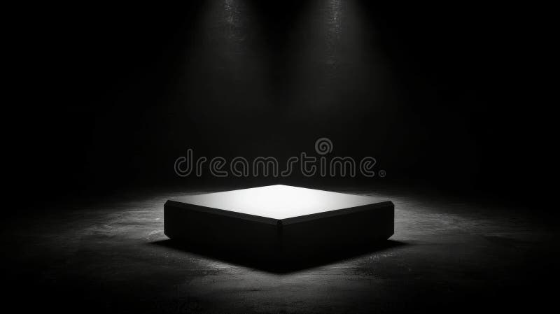 A Spotlight Illuminates a Square Platform in a Black and White Image ...