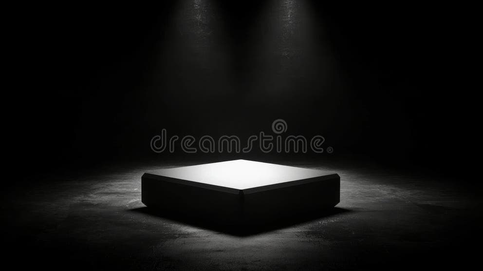 A Spotlight Illuminates a Square Platform in a Black and White Image ...