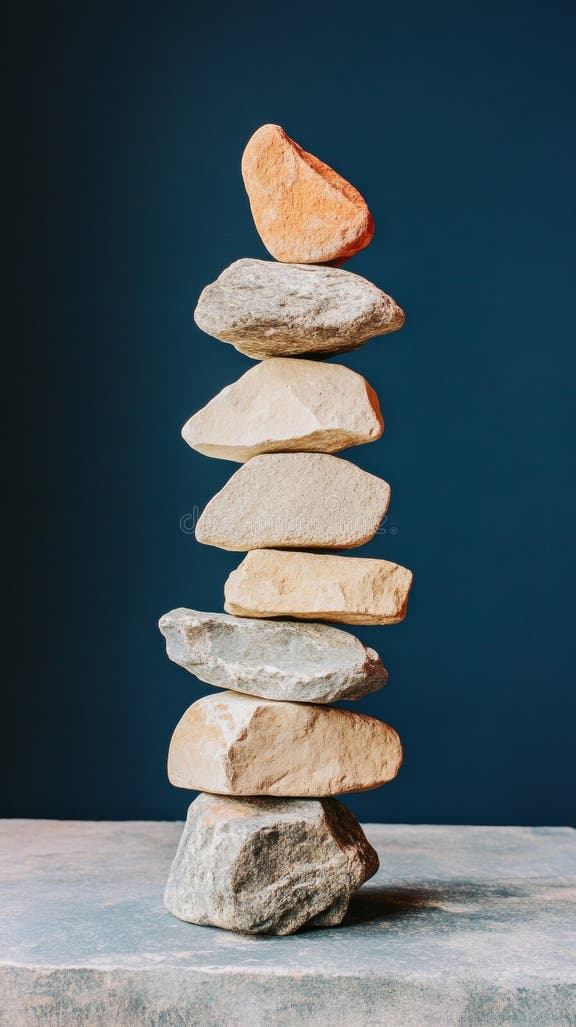 The Image Depicts a Stack of Balanced Stones, Evoking Feelings of ...