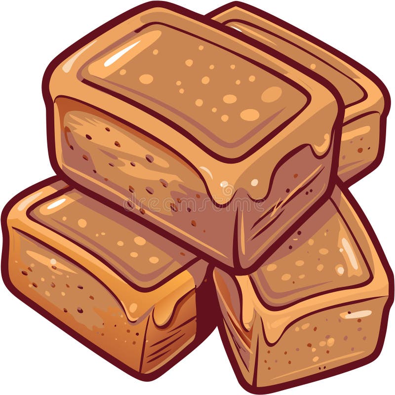 Stack of Caramel Drizzled Bars Sweet Dessert Vector Illustration Stock ...
