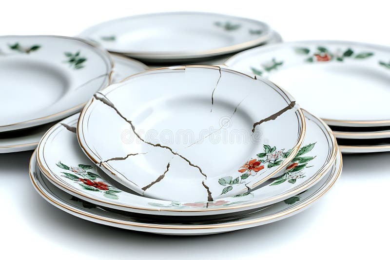 Broken Dinnerware Set stock illustration. Illustration of cracked ...