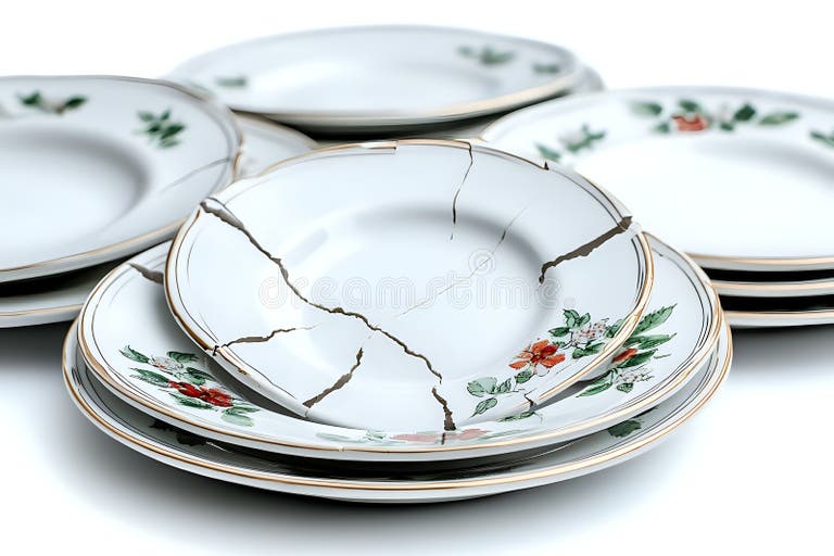 Broken Dinnerware Set stock illustration. Illustration of cracked ...