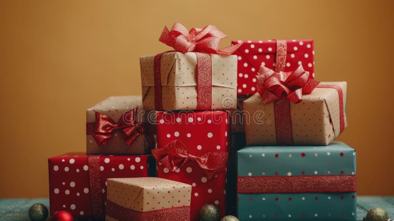 Festive Gift Box Stack with Bows - Versatile Holiday & Occasion Theme ...