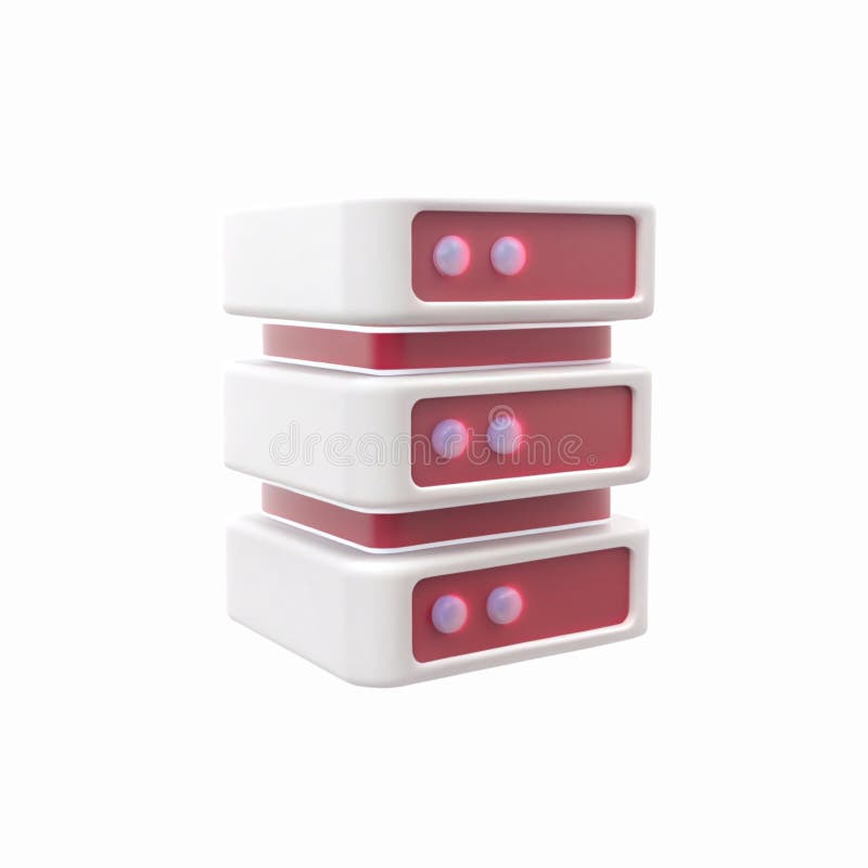 White Stack of Modern Data Server Units with Red Panels and LED ...