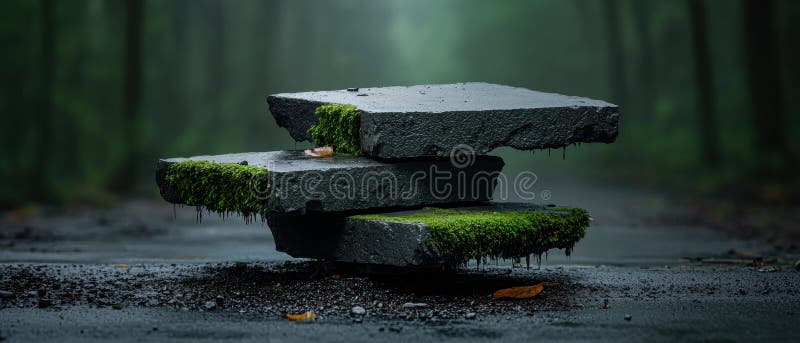 Mossy Stone Art stock illustration. Illustration of stack - 369081234