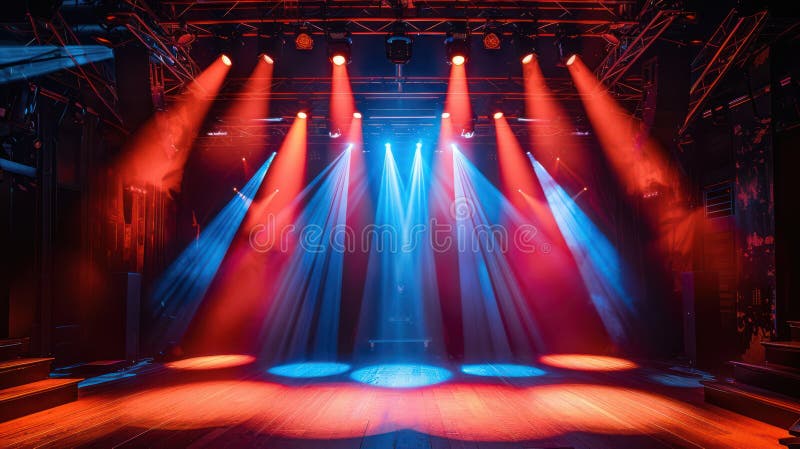 Spotlight on Stage: Illuminated Performance Area with Multiple ...