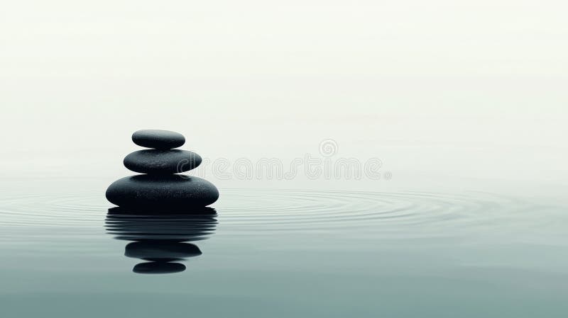 A Still Life of Three Black Pebbles Balanced on a Single Pebble. Stock ...