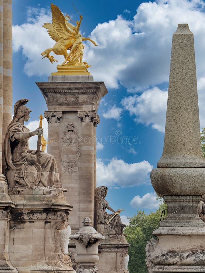 Statues and Decorations of the Alexander the Third Bridge in Paris ...