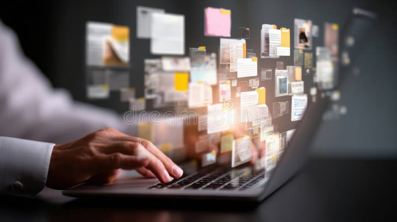 Digital Data Management Streamlining Information Flow with Technology Stock Illustration ...