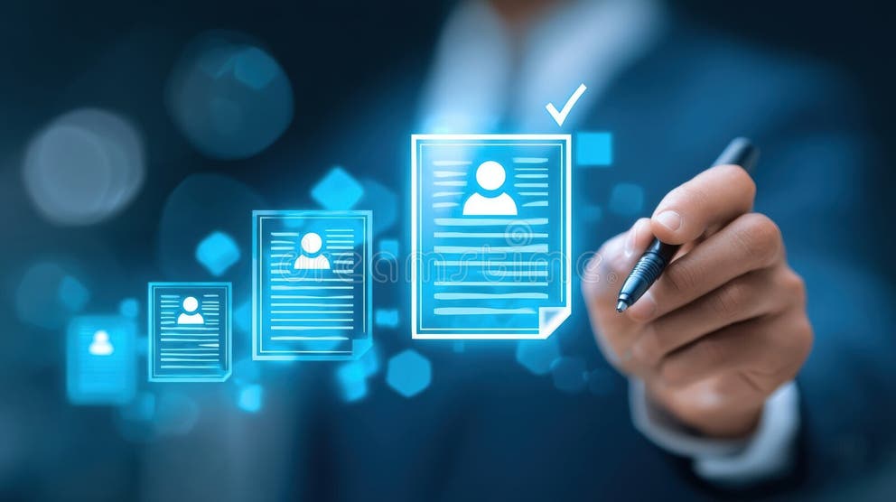 Streamlining HR Processes Digital Employee Records Management Stock Illustration - Illustration ...