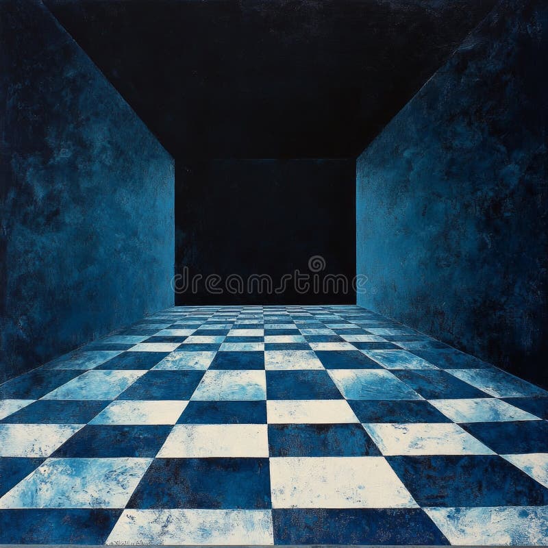 A Captivating Abstract Scene Featuring a Blue-toned Room with a ...