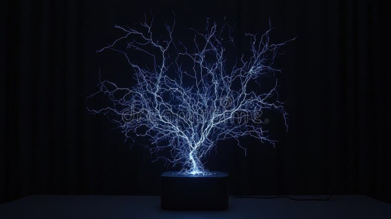 A blue lightning bolt tree stock photo. Image of background - 383354006