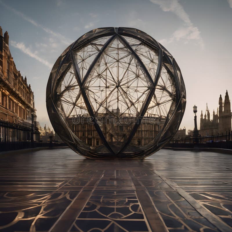 Intricate Spherical Structure in Historic Urban Setting Stock Photo ...
