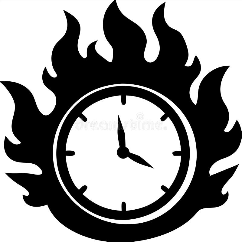 Burning Clock Symbolizing Urgency and Pressure Vector Design Stock ...