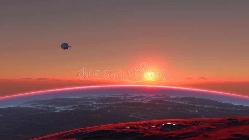 The Image Depicts a Stunning Alien Landscape at Sunset, Featuring a ...