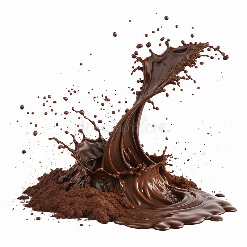 Chocolate Splash and Cocoa Powder Wave in Realistic 3D Rendering for ...