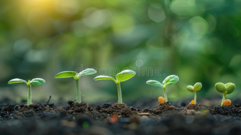 Green Background Seed Germination Sequence Stock Illustration ...