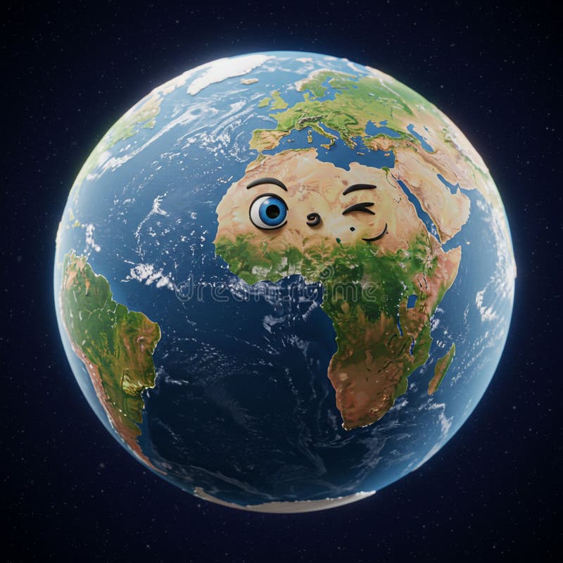 The Image Depicts a Stylized Earth with Continents Highlighted. it ...