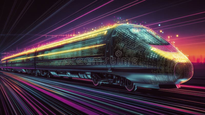 High-Speed Rail at Night stock illustration. Illustration of streaks ...