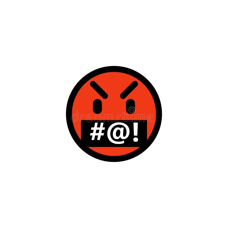 Angry Emoji Censored with Hashtags Stock Illustration - Illustration of ...