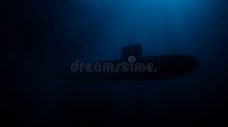 Submarine Underwater in a Blue Light Stock Photo - Image of generated ...
