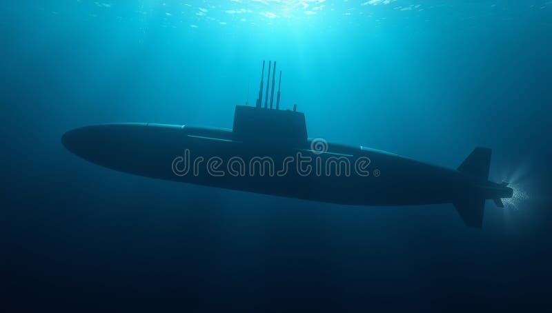 Submarine Underwater in a Blue Light Stock Photo - Image of light ...