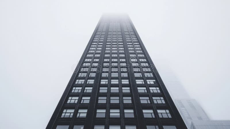 A Tall Black Skyscraper with Many Windows. Stock Photo - Image of grid ...