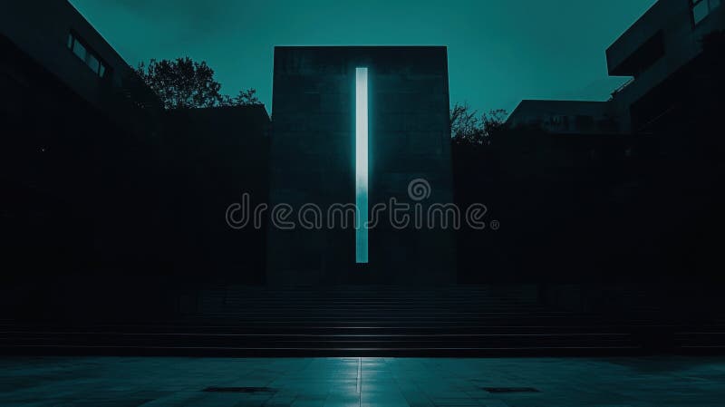 A Tall, Dark, Rectangular Structure with a Bright Vertical Light on Its ...