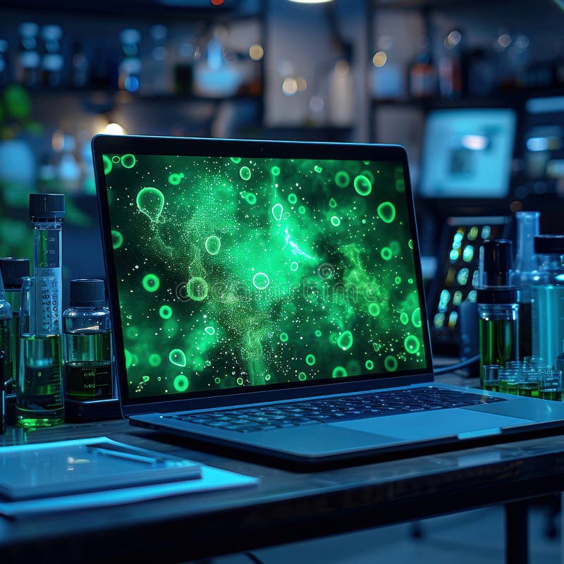 Image Depicts a Tech-focused Work Environment, with a Laptop Displaying ...